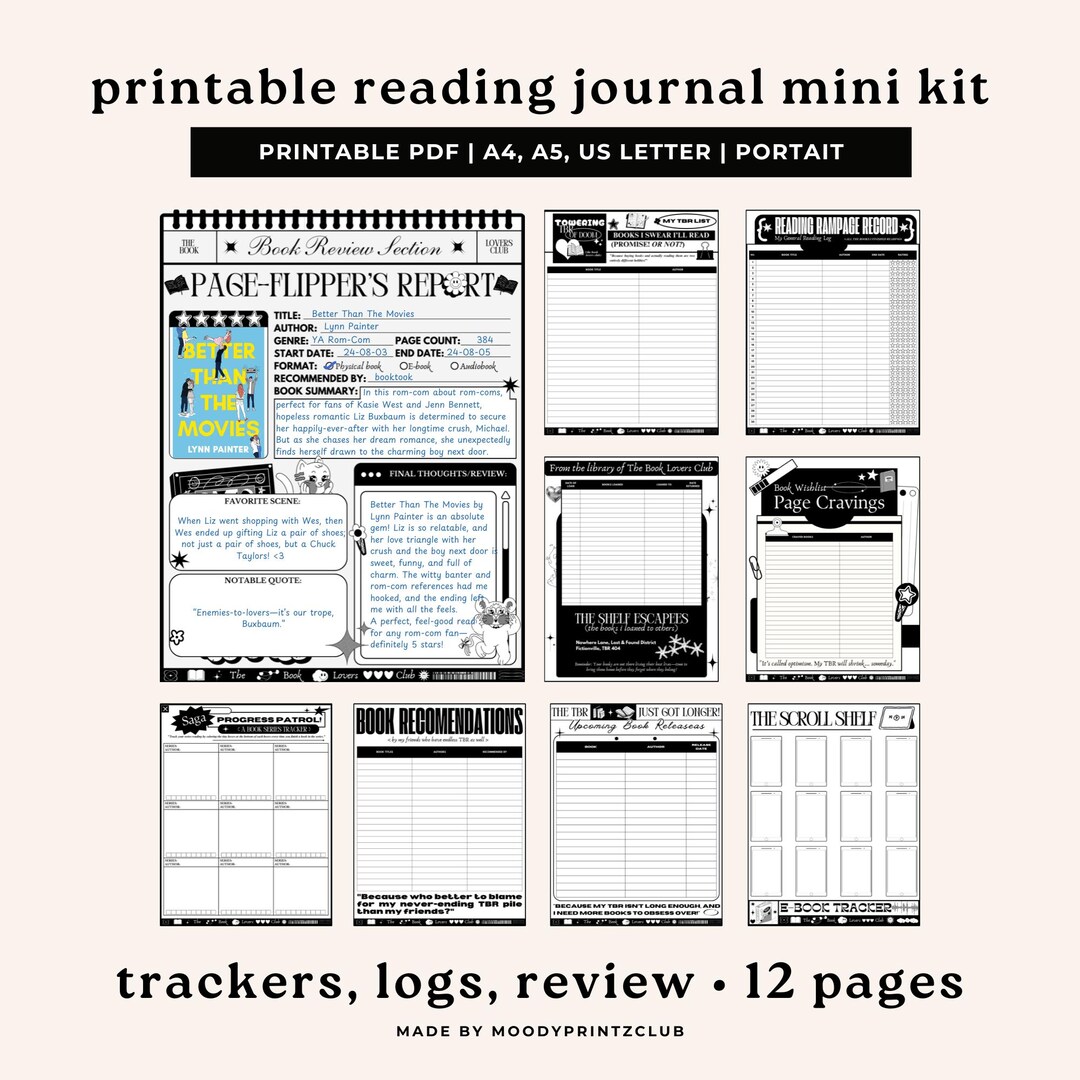 Printable Reading Journal Mini Bundle Reading Tracker Planner Book ...