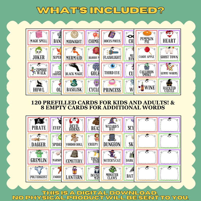 Halloween Charades Game, Printable Halloween Word Game, Holiday ...