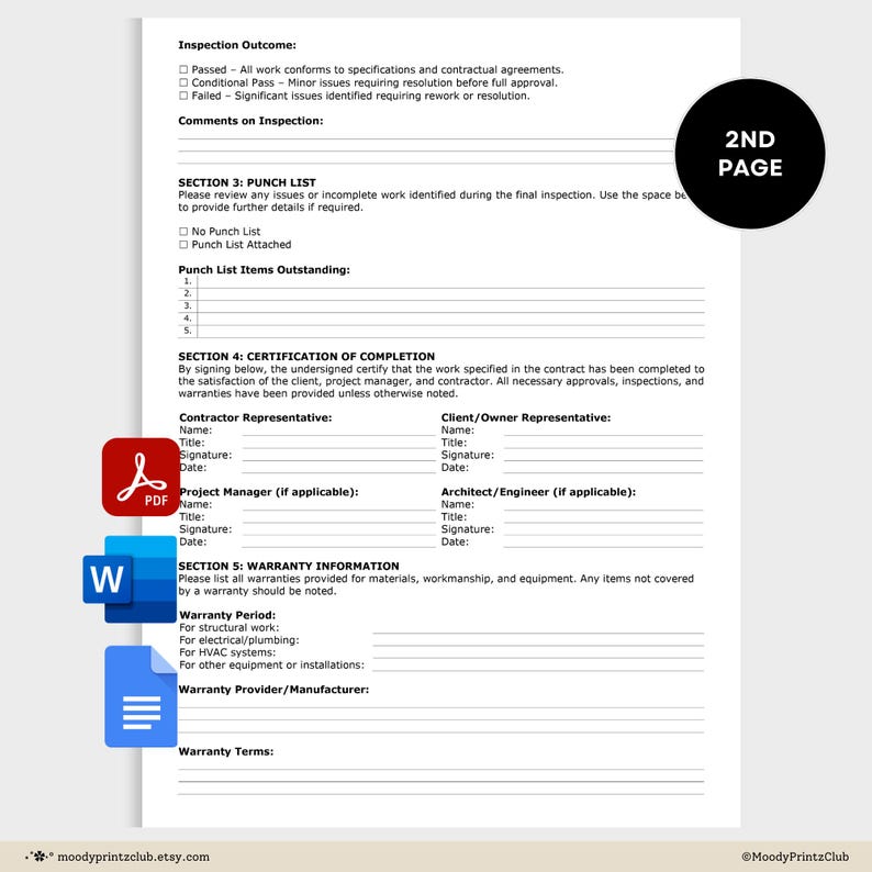 Construction Completion Form Printable Construction Contract Template ...