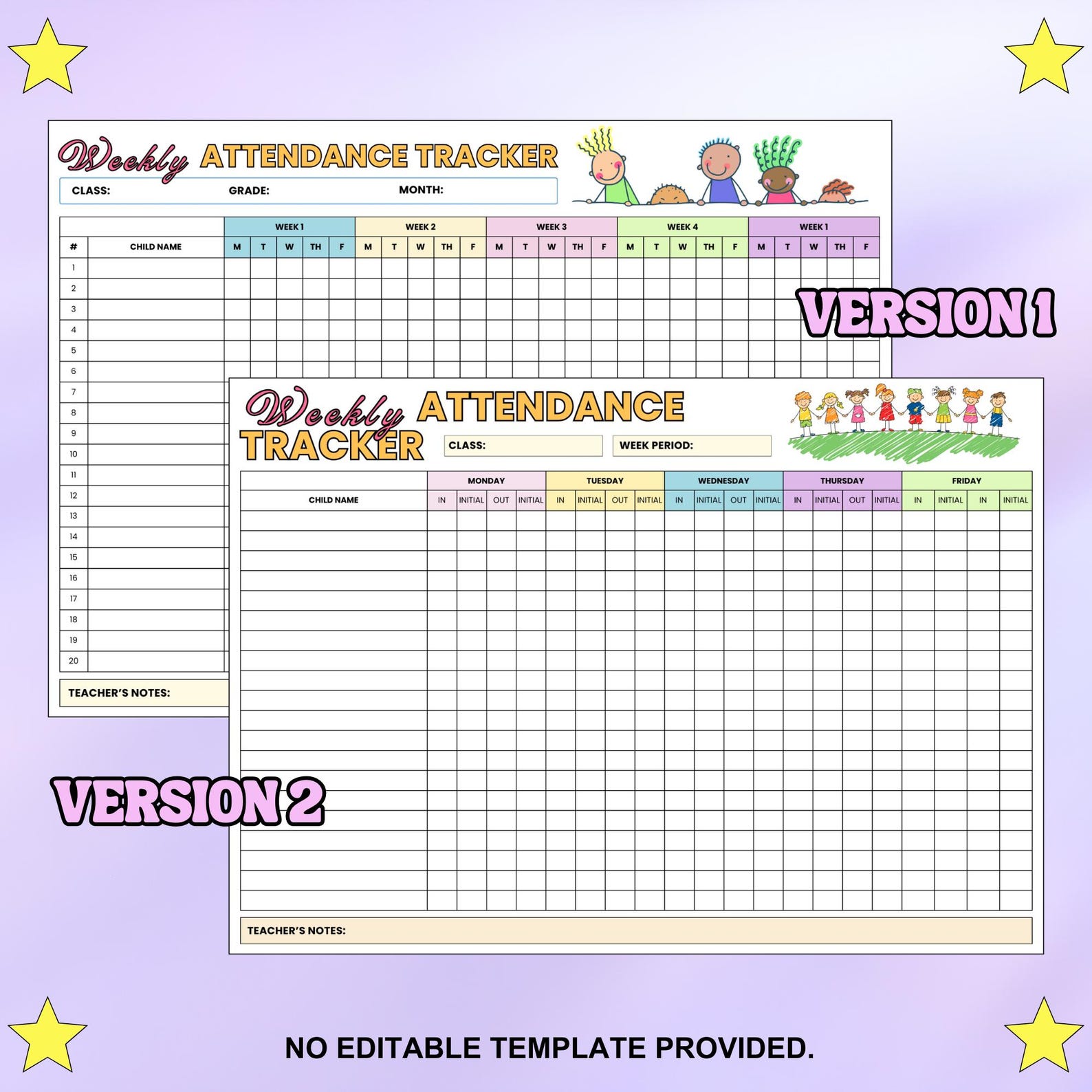 Homeschool Attendance Log Printable Weekly Attendance Tracker School ...