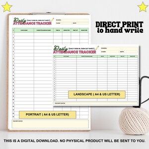 Homeschool Attendance Log Printable Daily Attendance Tracker School ...