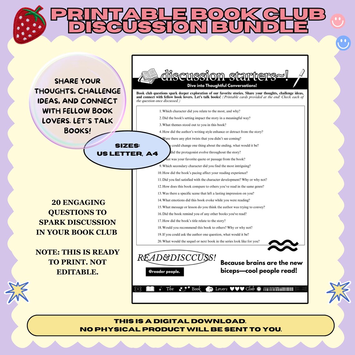 Book Club Discussion Guide Bundle, Printable Book Review, Book Club ...