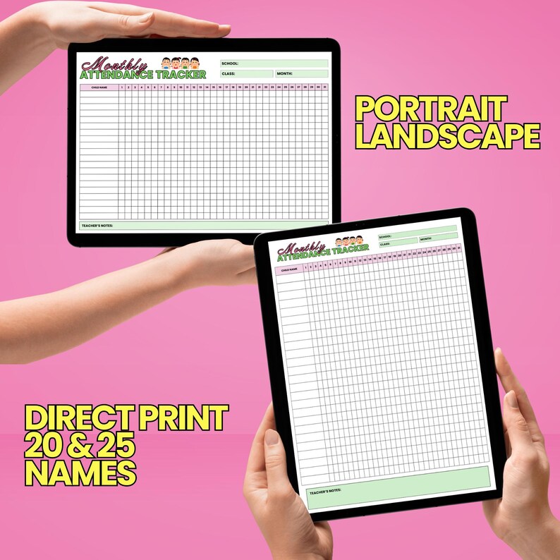 Monthly Attendance Tracker Sheet Log Printable Student Attendance ...
