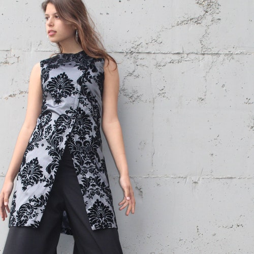 Women Tailored Evening Suit Set Art Fabric Elegant Tunic Top - Etsy