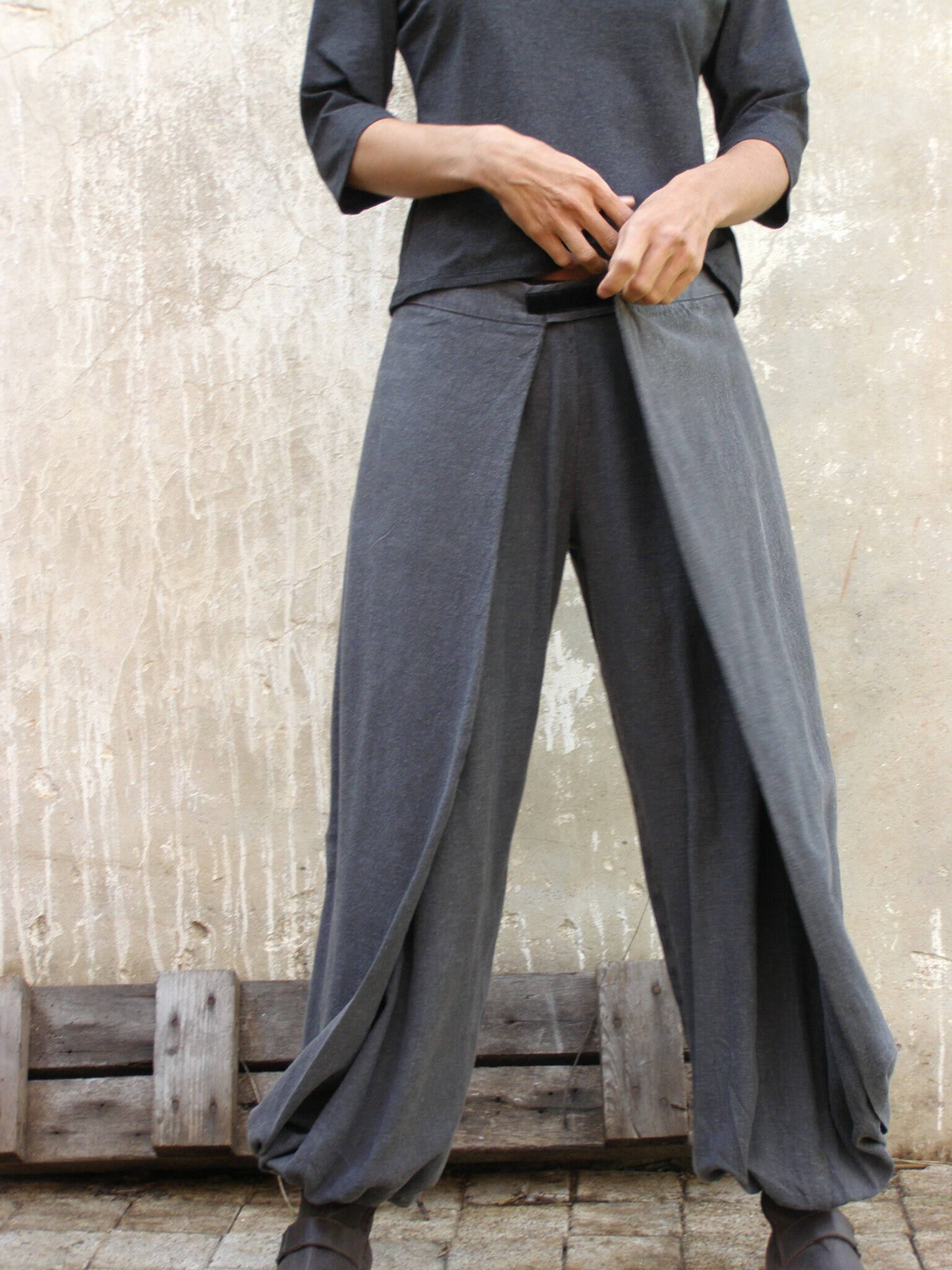 Unique grey Womens pants Origami trousers 4 way pants - Etsy
