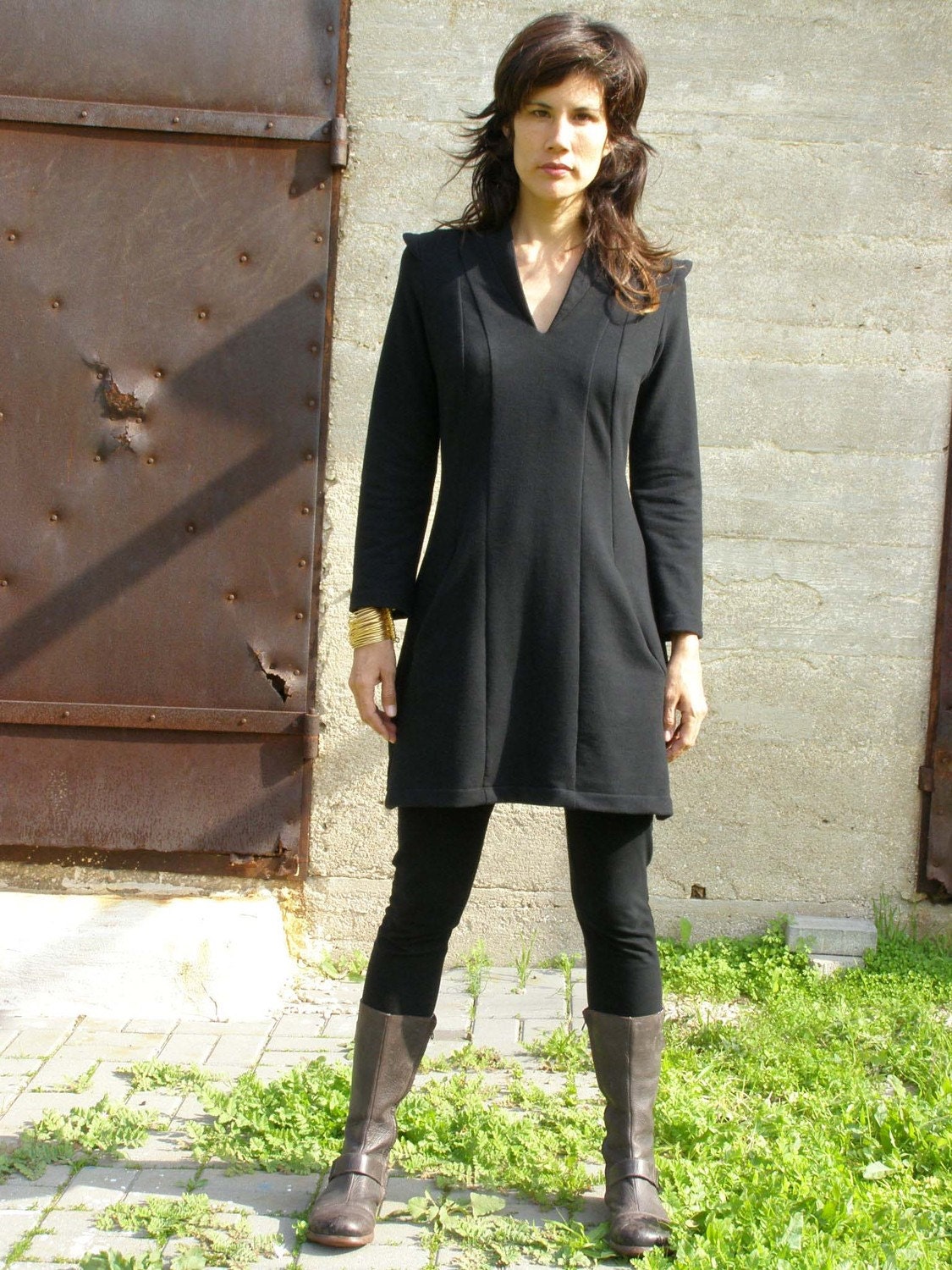 Tailored Black Tunic Dress Long Sleeves Tunic Winter - Etsy