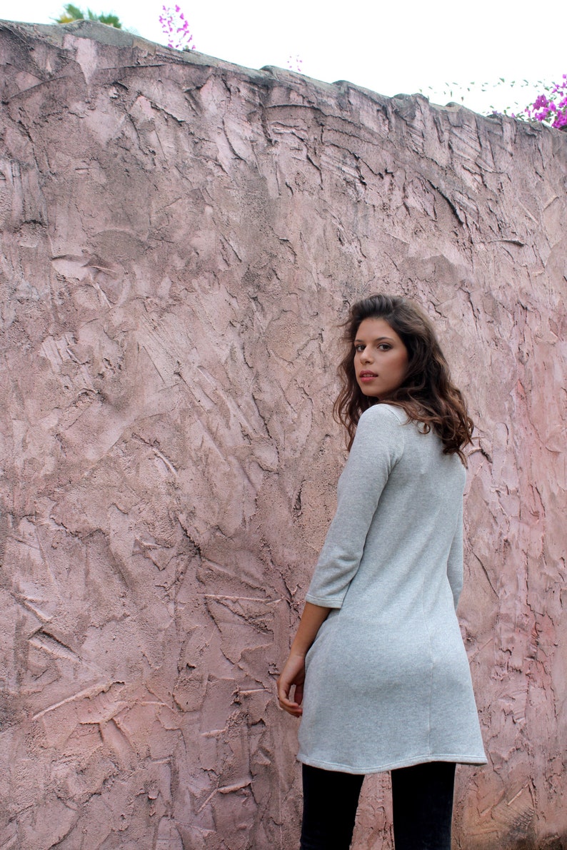 Light Grey Tunic Dress Women Loose Flattering Tunic Top | Etsy