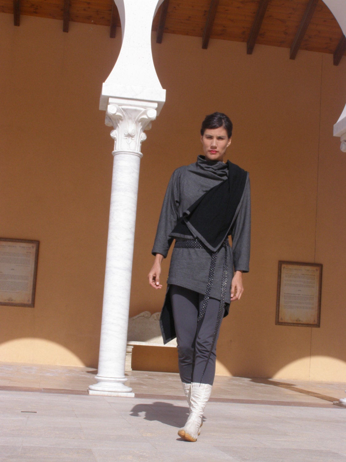 Japanese Grey Wrap Jacket Asymmetrical Unique Coat Jersey - Etsy