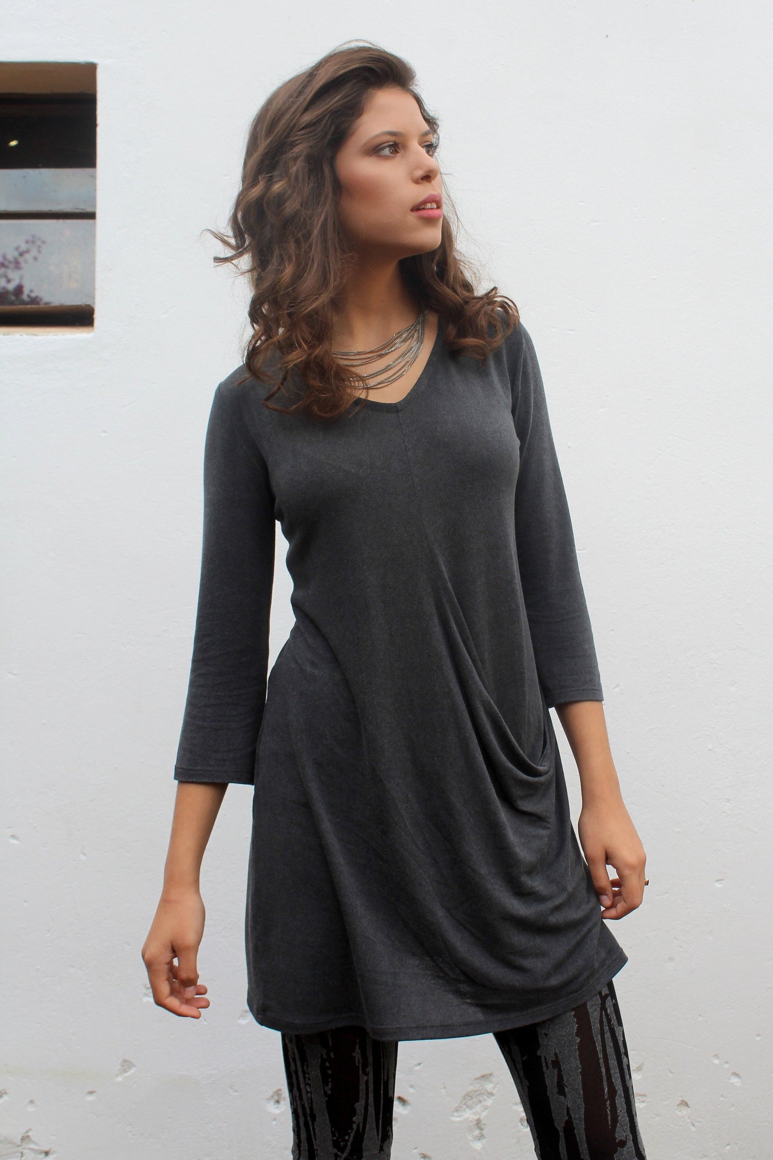 Light Grey Tunic Dress Women Loose Flattering Tunic Top - Etsy