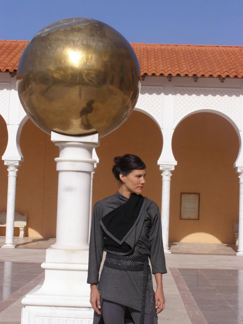 Japanese Grey Wrap Jacket Asymmetrical Unique Coat Jersey - Etsy