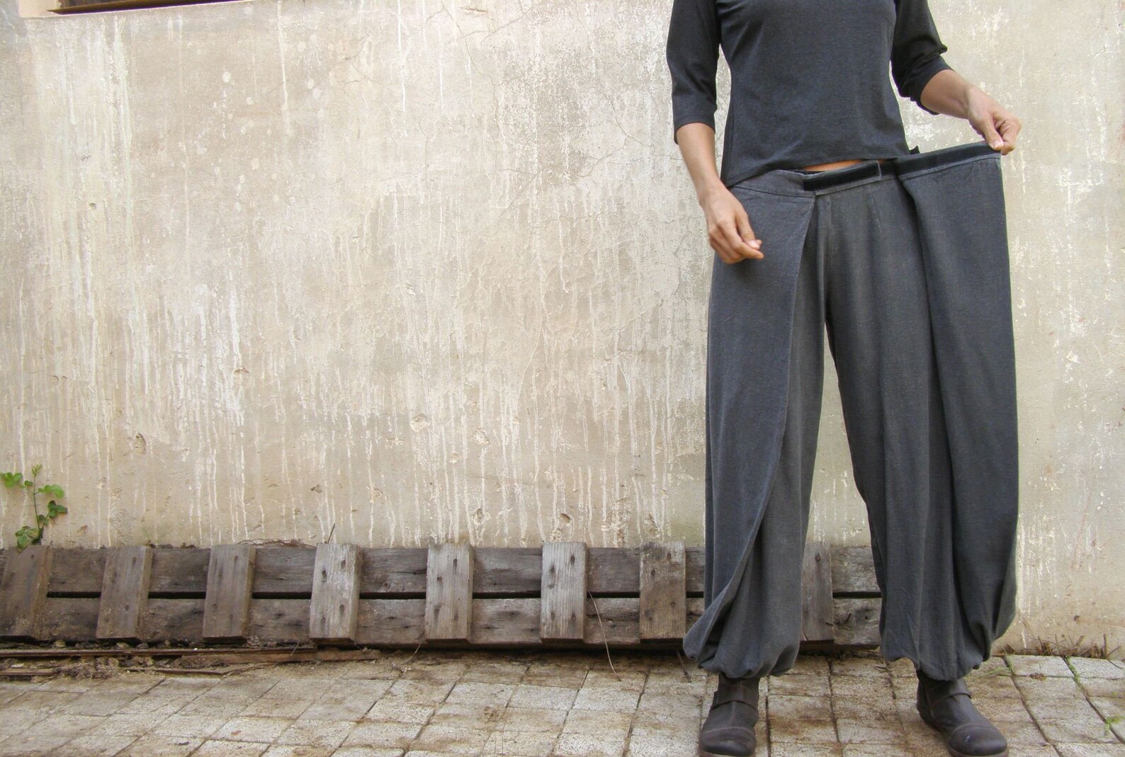 Unique grey Womens pants Origami trousers 4 way pants | Etsy