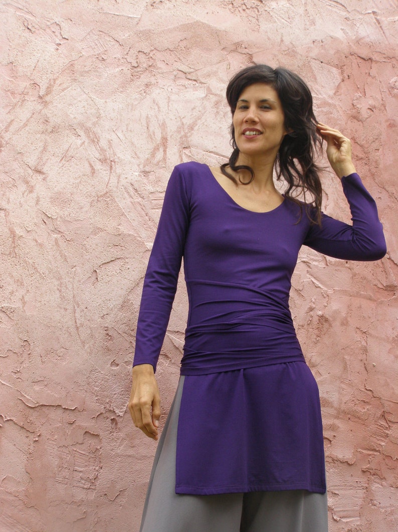 Tibetan Gray Wrap Tunic Long Sleeve Round Neck Tunic Top - Etsy