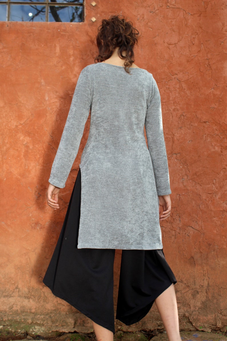 Light Grey Winter Evening Tunic Top Women Warm Casual | Etsy