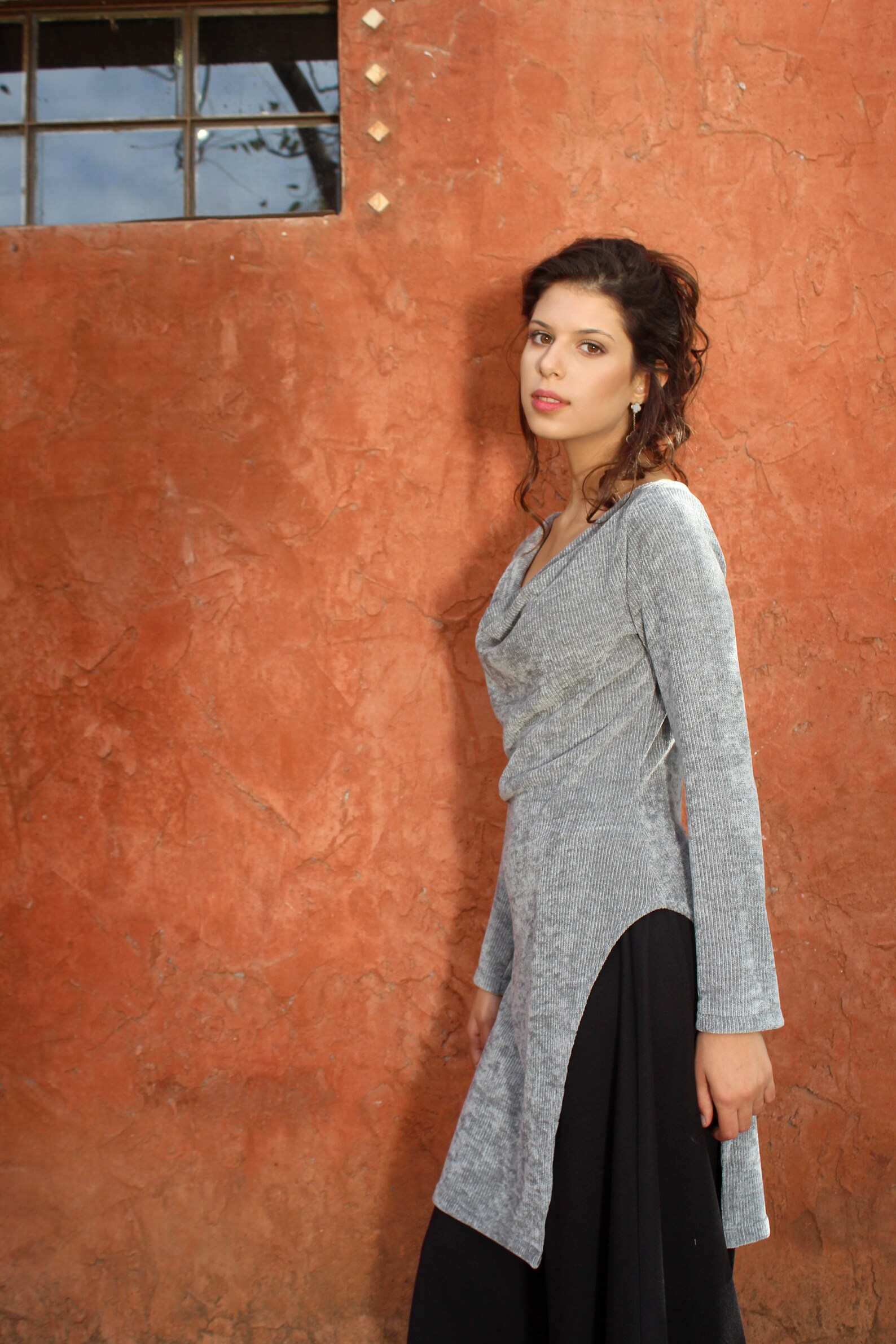 Light Grey Winter Evening Tunic Top Women Warm Casual | Etsy