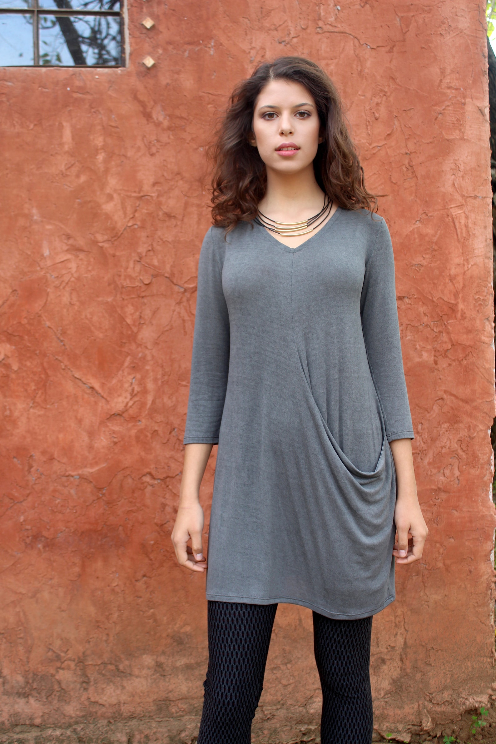 Light Grey Tunic Dress Women Loose Flattering Tunic Top - Etsy