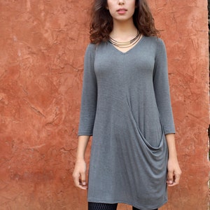 Light Grey Tunic Dress, Women Loose Flattering Tunic Top, Everyday ...