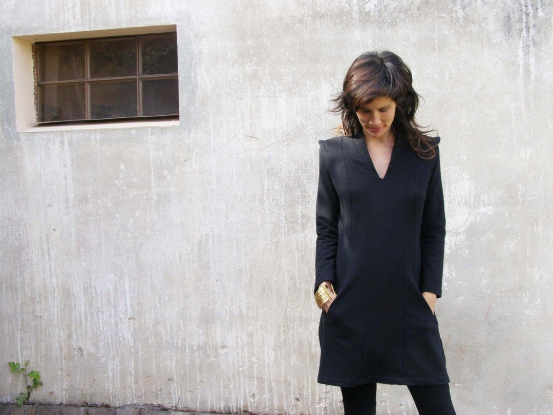 Tailored Black Tunic Dress, Long Sleeves Tunic, Winter Fashion, Casual ...