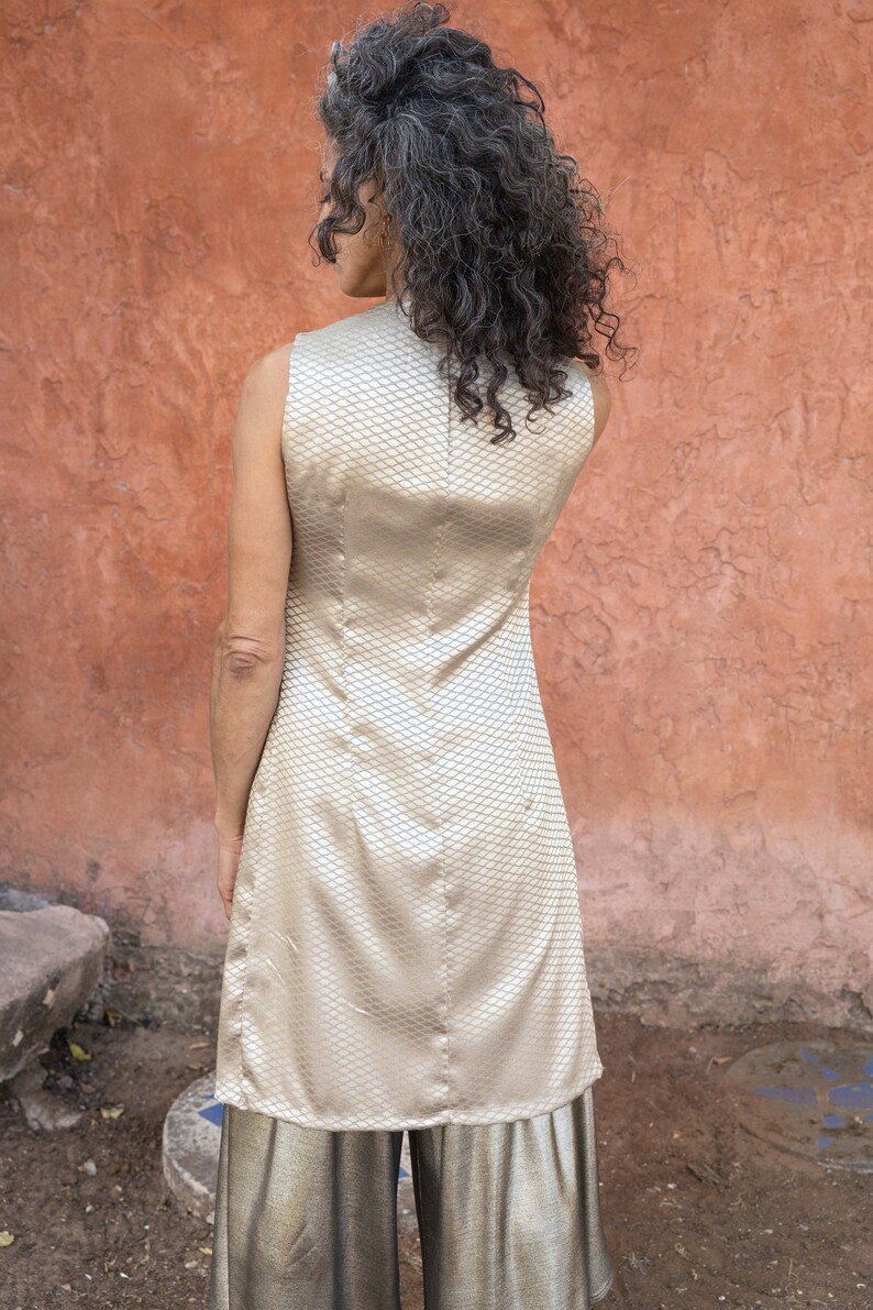 Women Tailored Evening Suit Set Art Fabric Elegant Tunic Top - Etsy