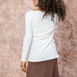 Cream Light Tight Fit Tops, Basic Snug Tops for Women, off White Casual ...