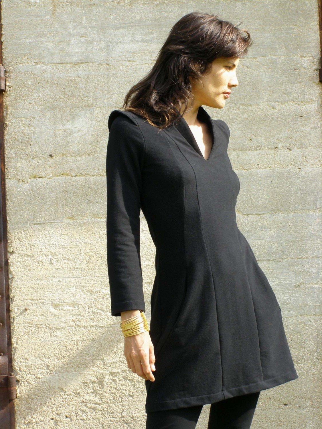Tailored Black Tunic Dress Long Sleeves Tunic Winter - Etsy