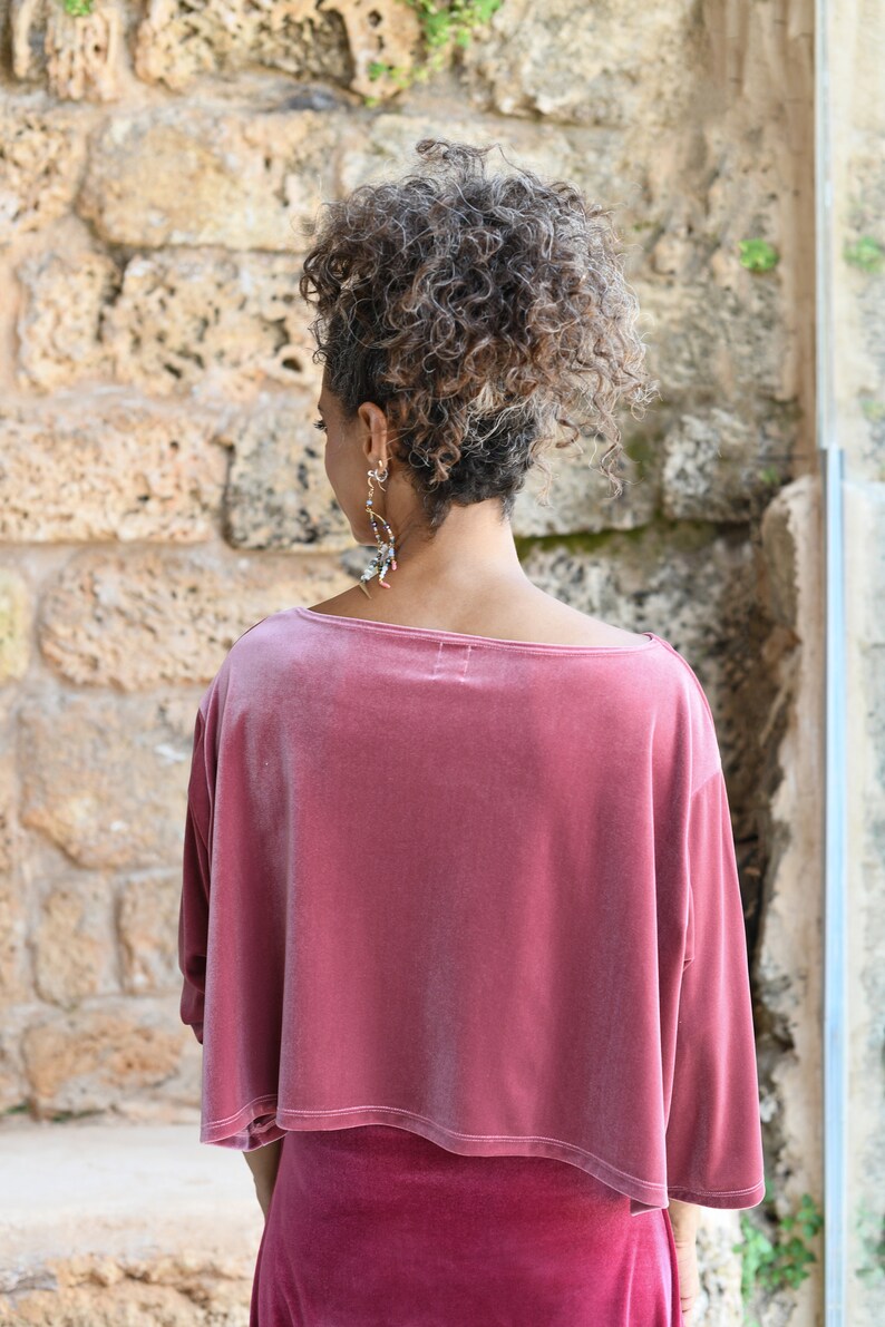 Pink Velvet Oversize Top Wide Half Sleeves Blush Pink - Etsy