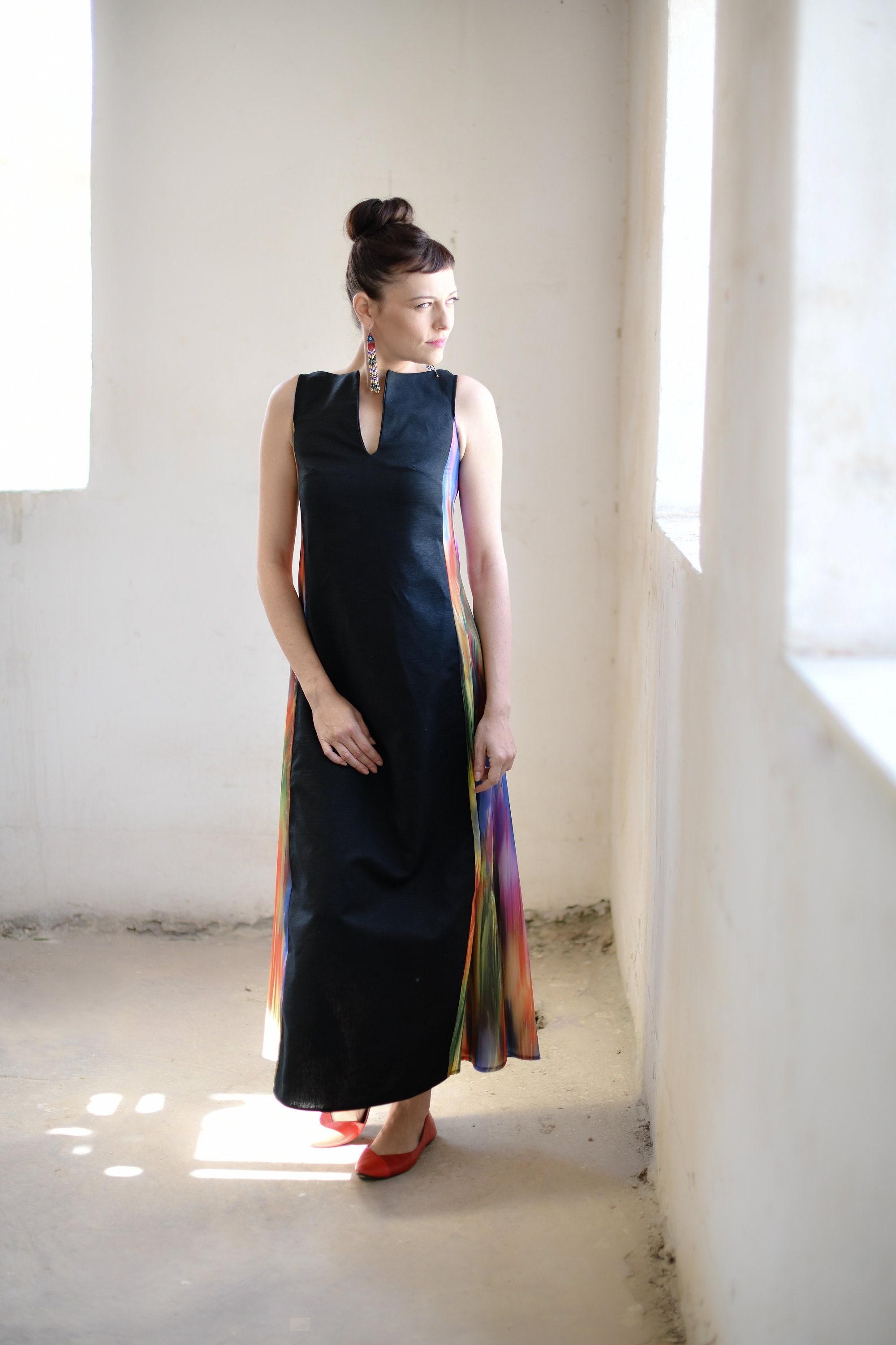 Unique Women Black Maxi Dress Black Summer Maxi Gown Boat | Etsy