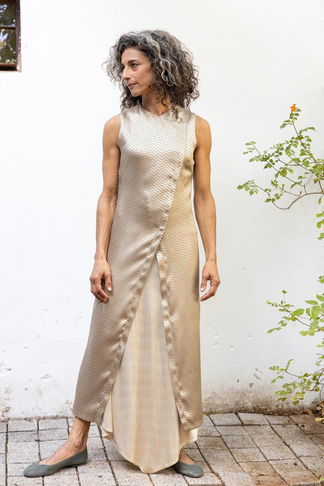Tailored Gold Evening Chinese Style Maxi Dress, Plus Size Fashion ...