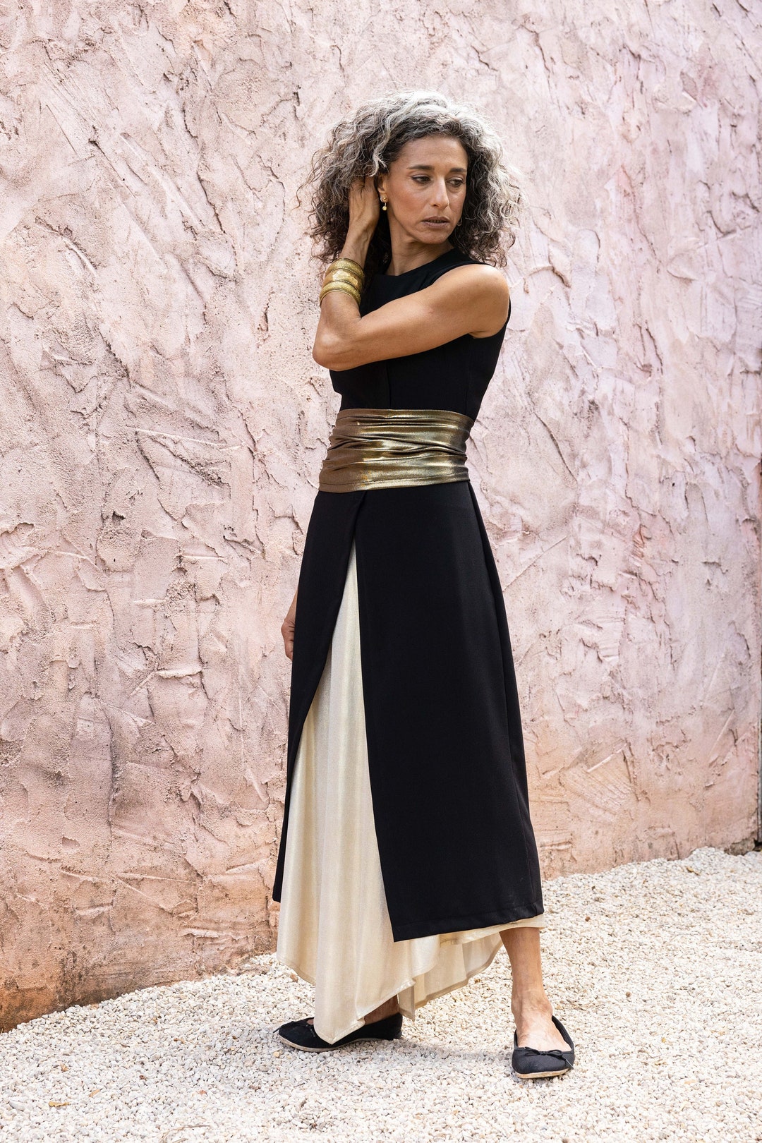 Women Evening Black Tailored Tunic Dress, Layering Outfit for Special ...