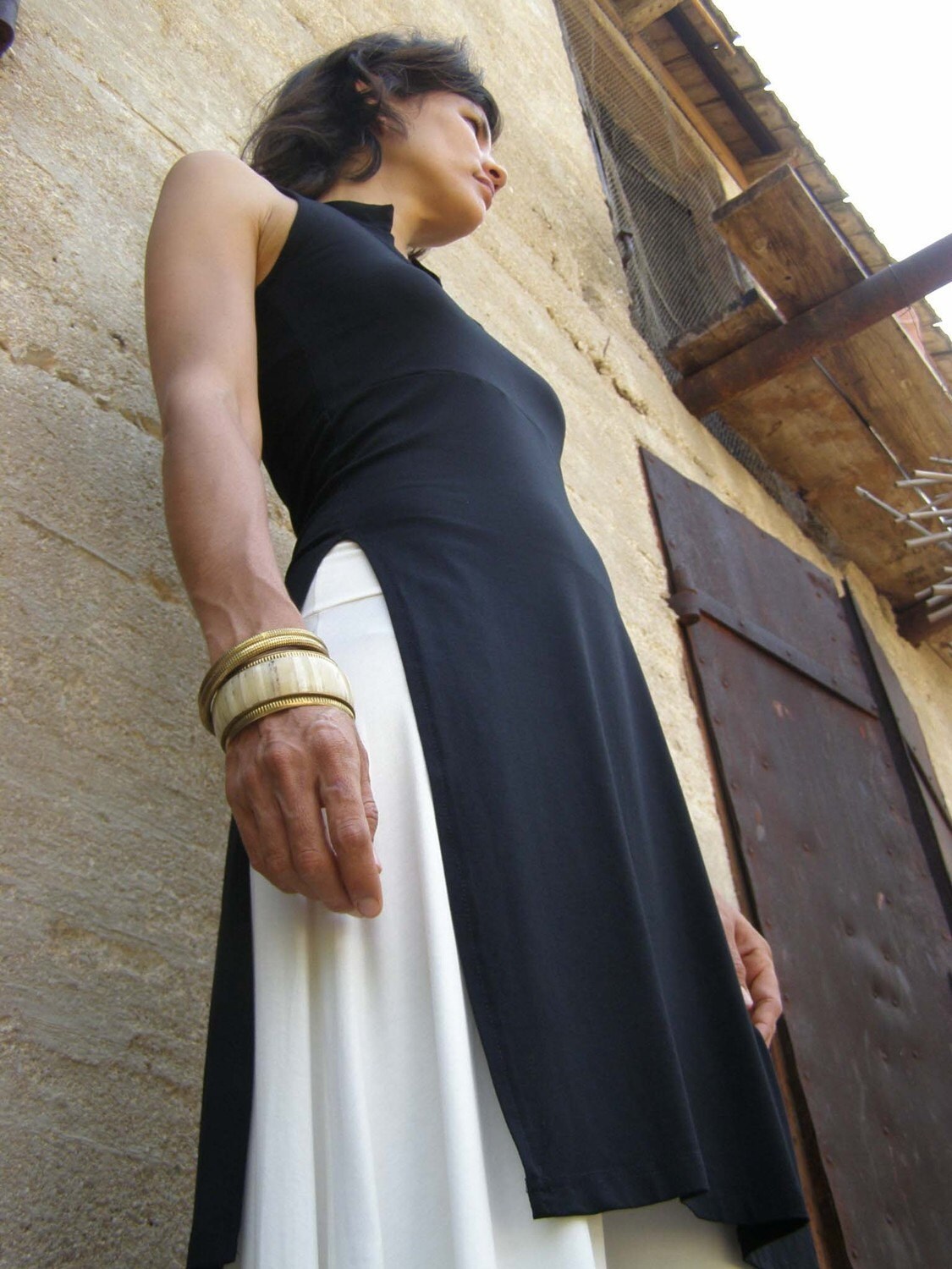 Womens Black Tunic Side Slit Top Tunic Tops Tunics For | Etsy