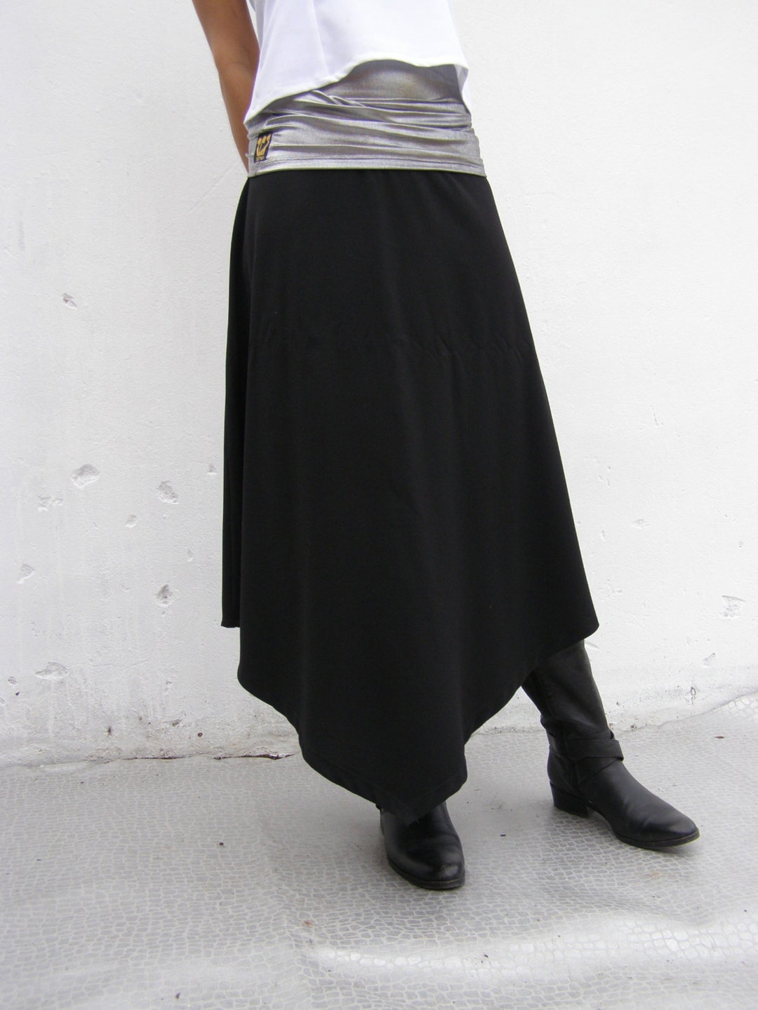 Black Triangular Skirt, Women's Long Convertible Skirt, High Waisted ...