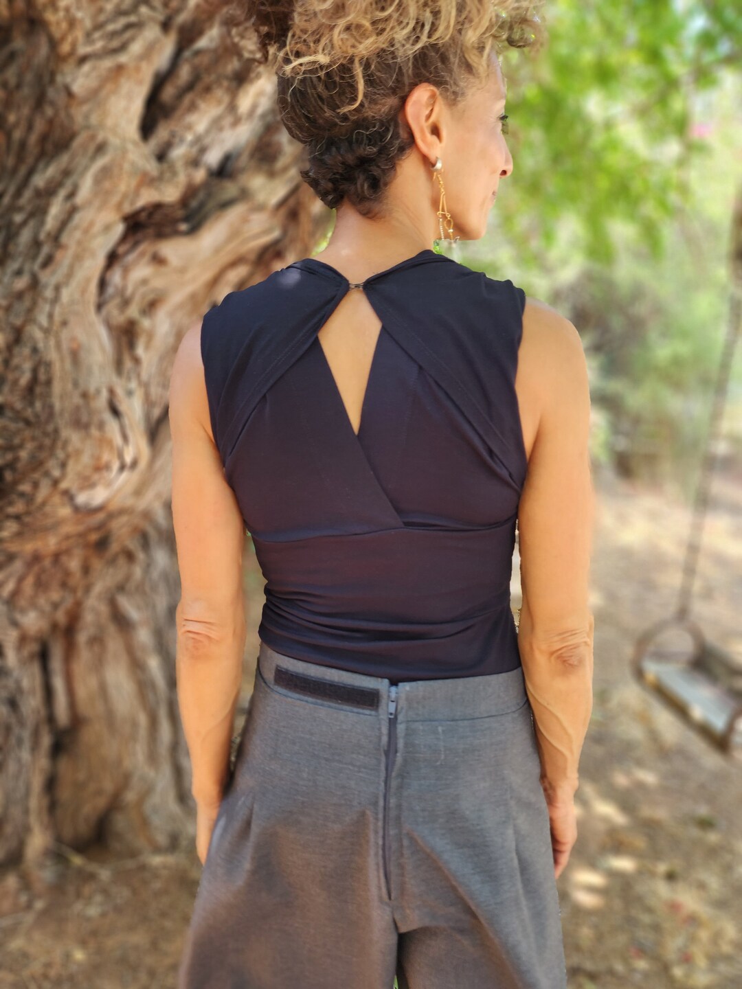 Black Women Convertible Top, Sleeveless Casual Summer Top, "the ...