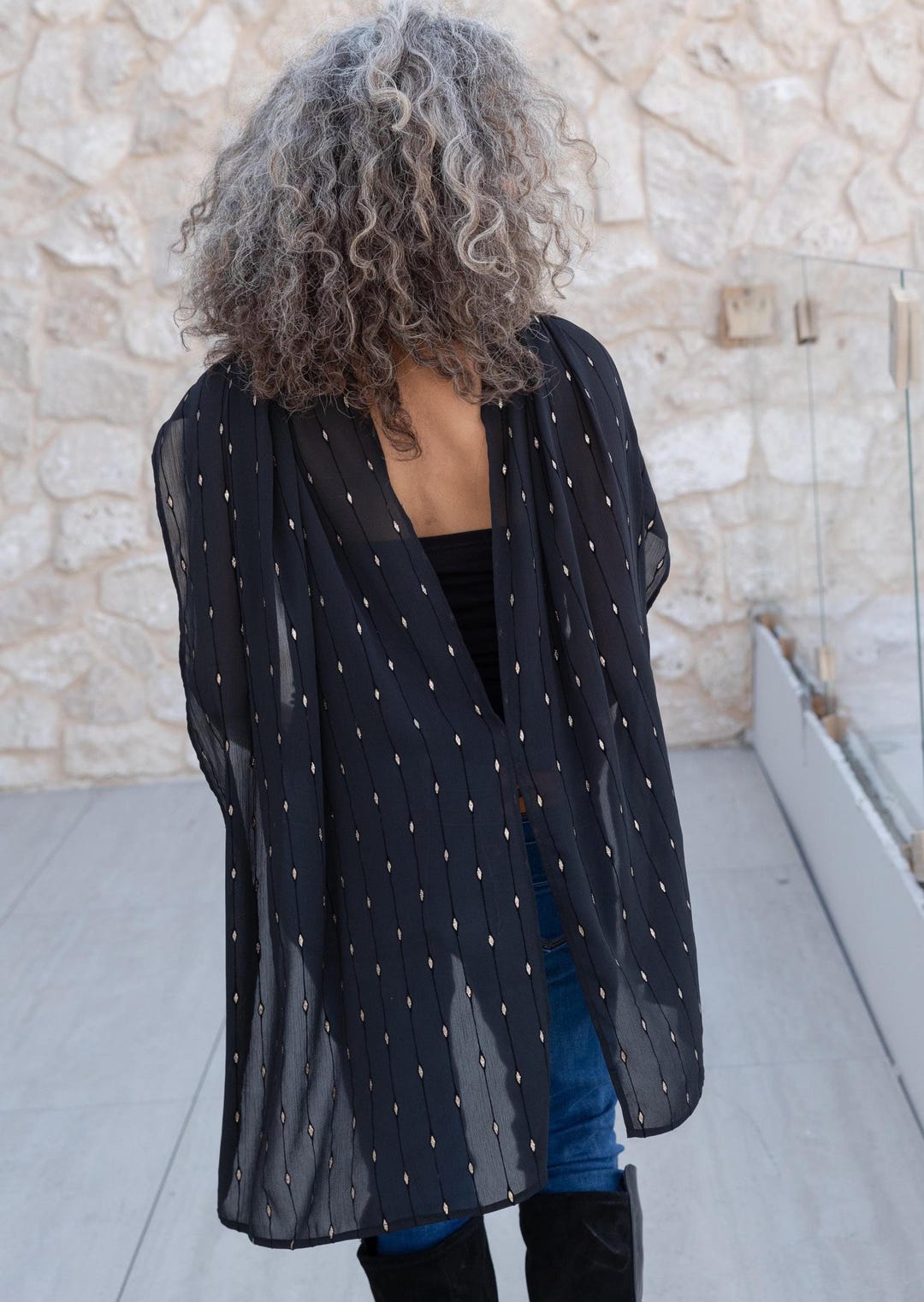 Special Occasions Cover-up, Black and Gold Shawl, Formal Wearable Shawl ...