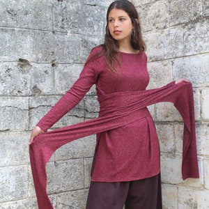 Black Long Tunic Top, Wrap Black Blouse, Women Wrap Top, Spring High ...