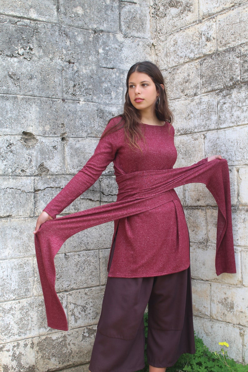 Black Long Tunic Top Wrap Black Blouse Women Wrap Top - Etsy