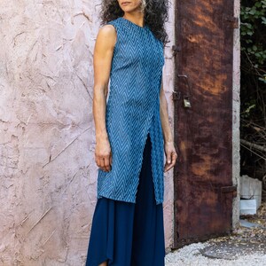 Women Tailored Evening Suit Set - Art Fabric Elegant Tunic Top and Wide ...