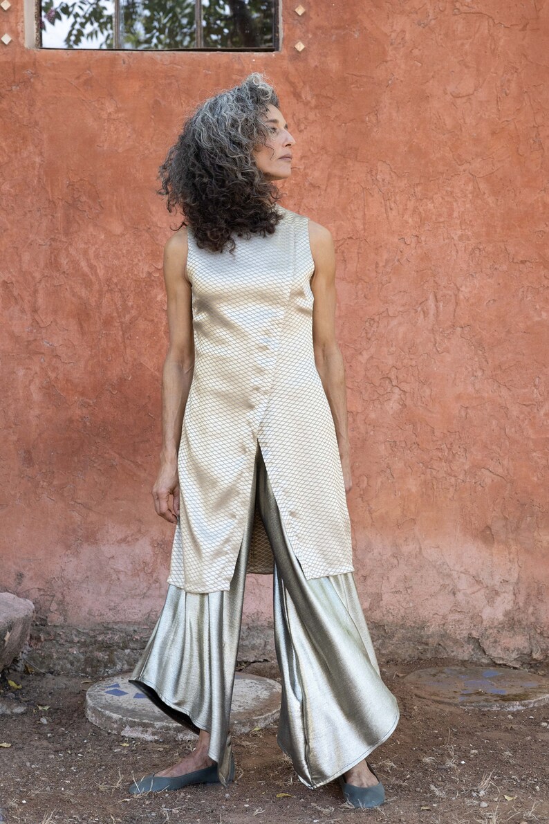 Women Tailored Evening Suit Set Art Fabric Elegant Tunic Top - Etsy