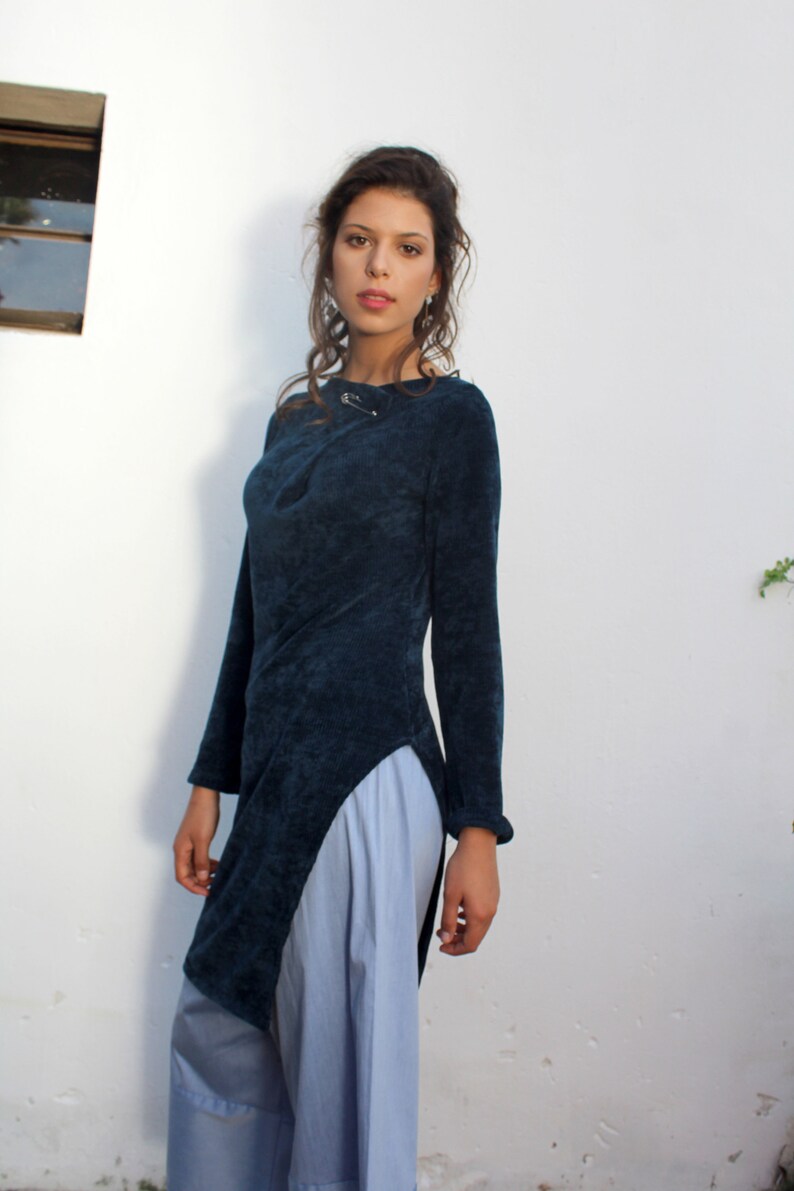 Light Grey Winter Evening Tunic Top Women Warm Casual | Etsy