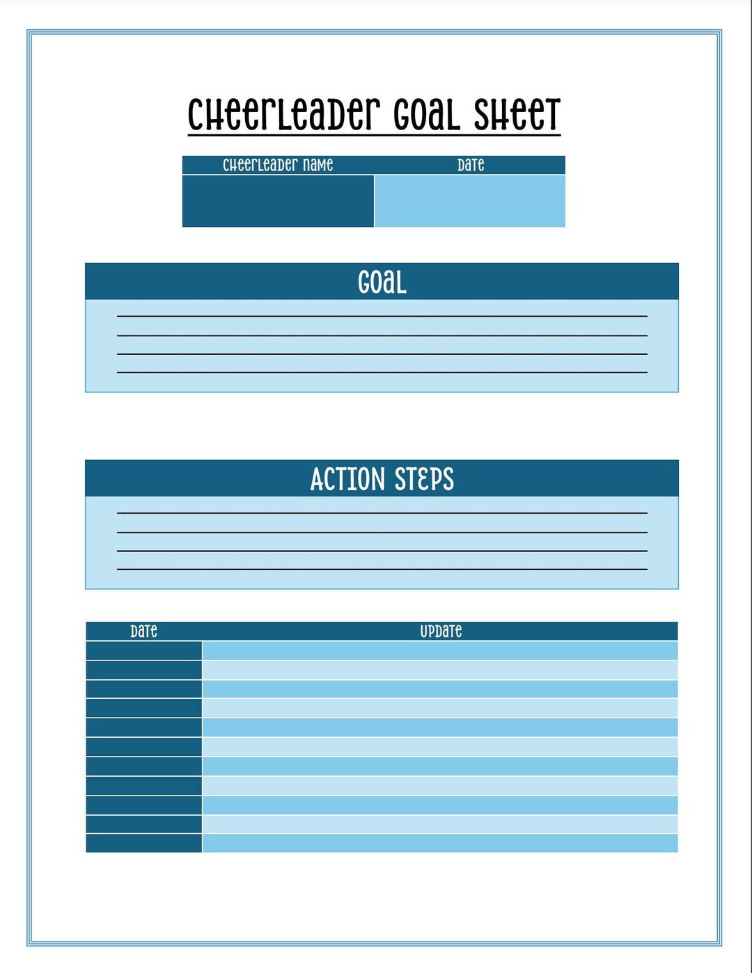 Printable Cheer Routine Planner, Cheerleading Squad, Coordinator ...