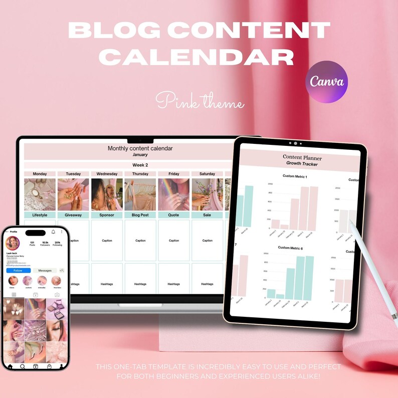 Canva Template Social Media Planner, Digital Content Creator Template ...