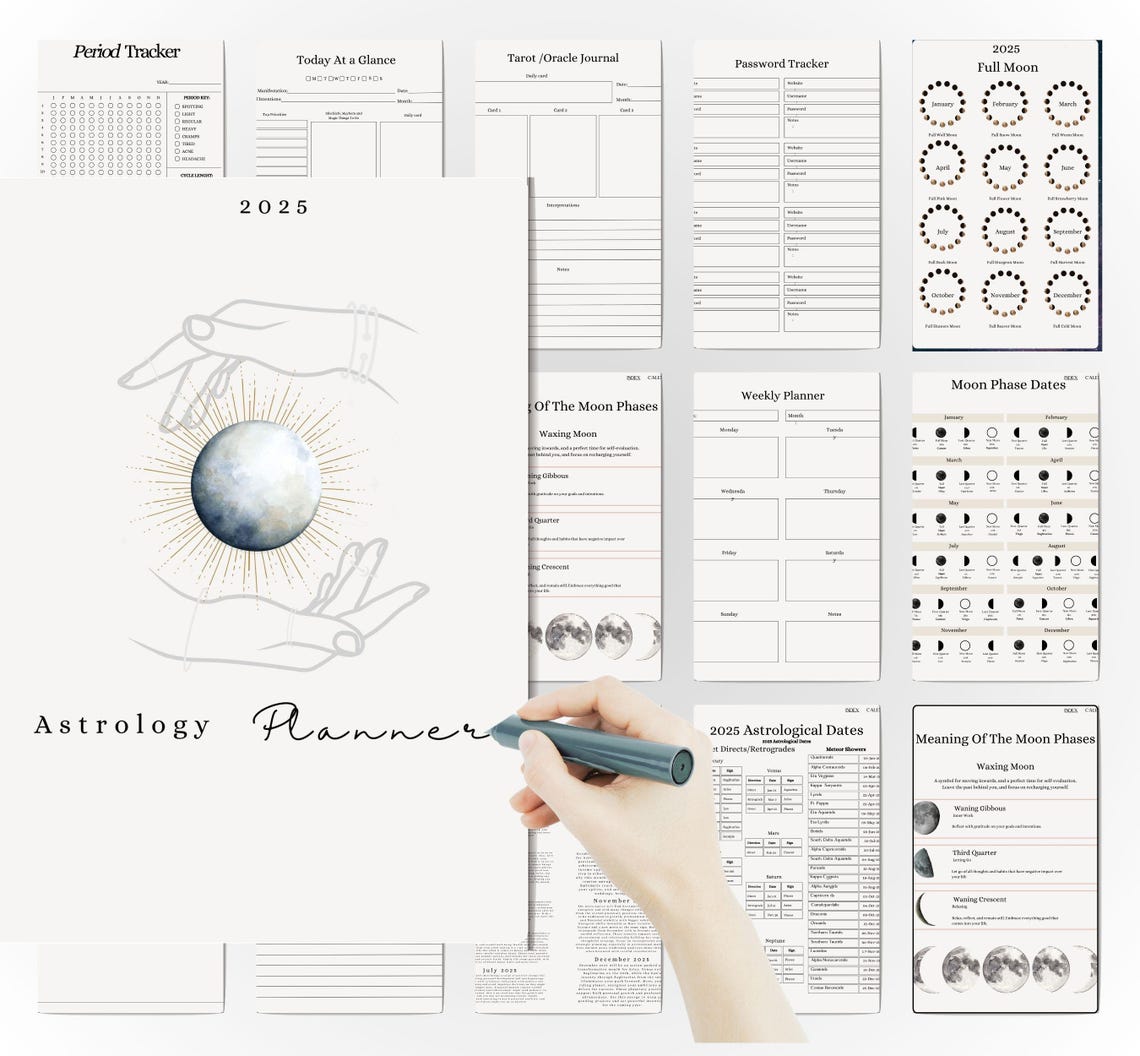 2025 Moon Journal | Moon Calendar | Witch | Astrology Planner | Tarot ...