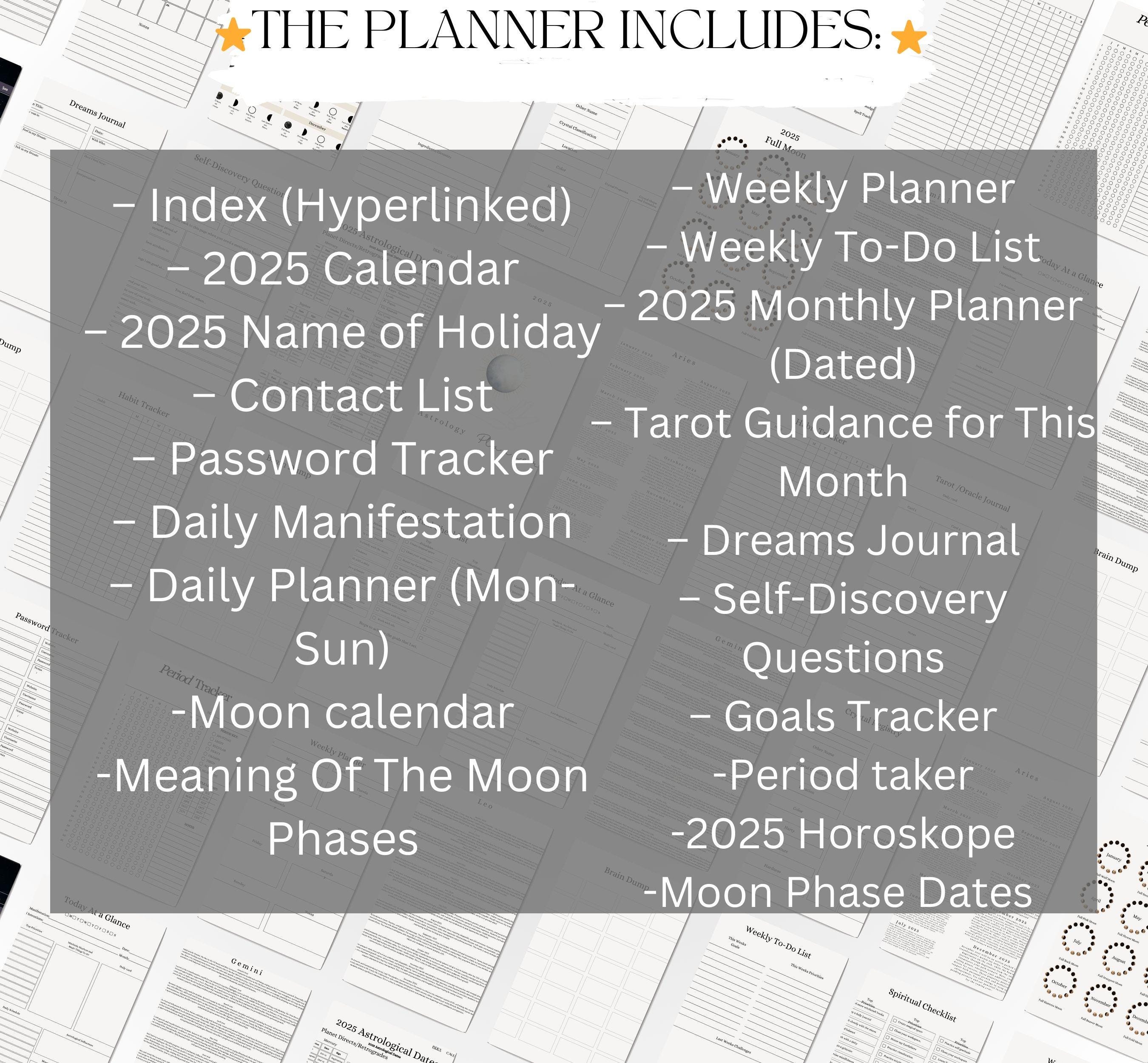 2025 Moon Journal | Moon Calendar | Witch | Astrology Planner | Tarot ...