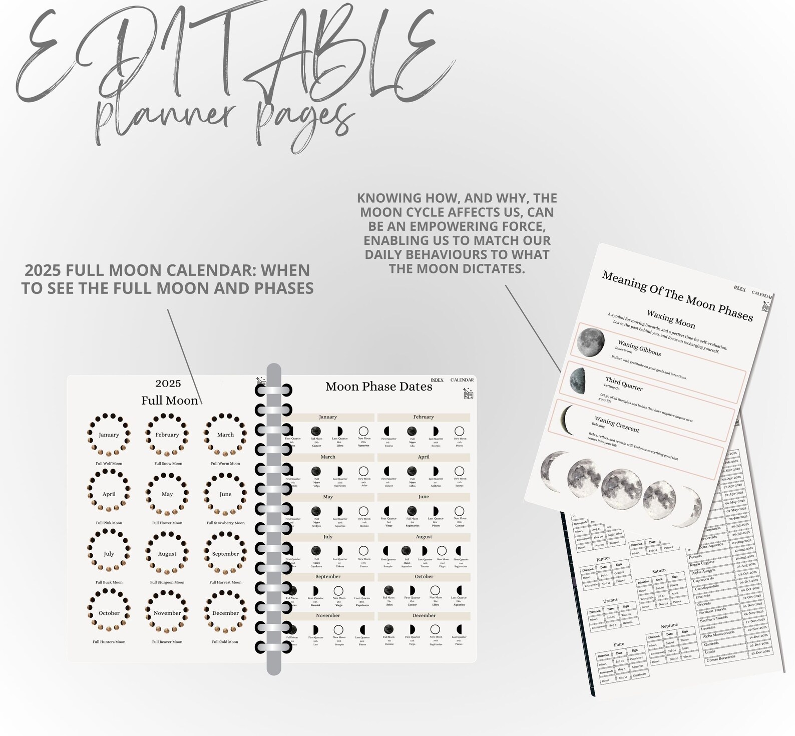 2025 Moon Journal | Moon Calendar | Witch | Astrology Planner | Tarot ...