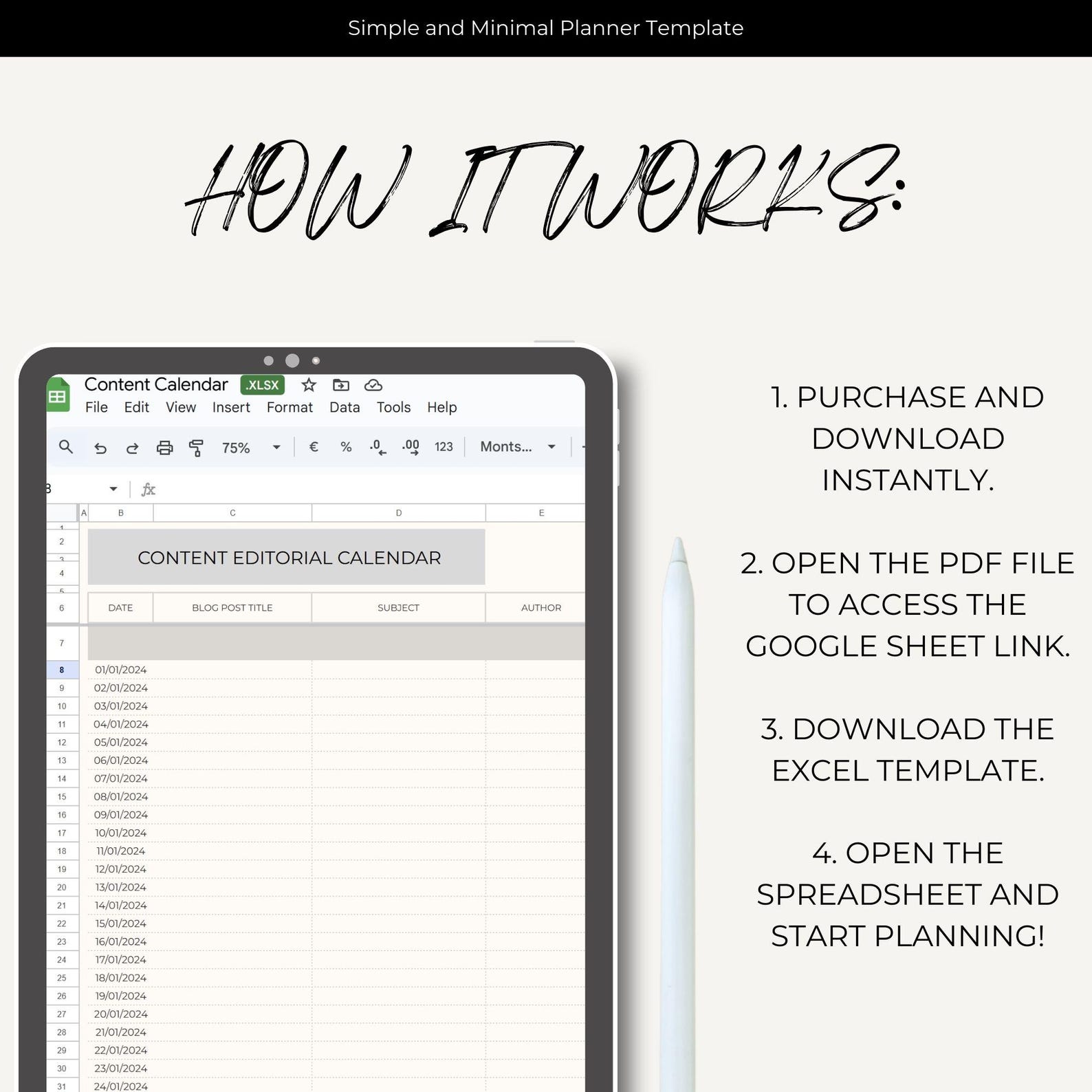 Social Media Planner Spreadsheet Google Digital Content Calendar Weekly ...