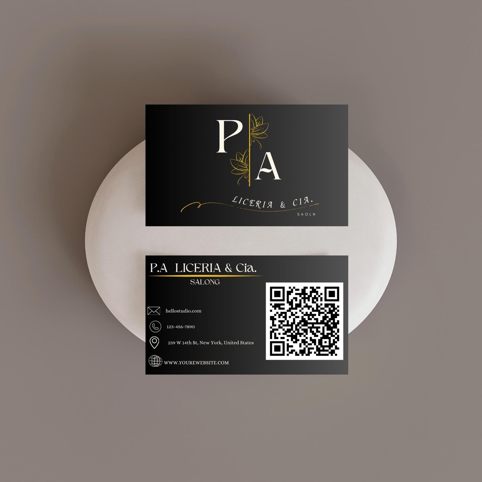 Black QR Code Business Card Minimal Business Card Template DIY Business ...