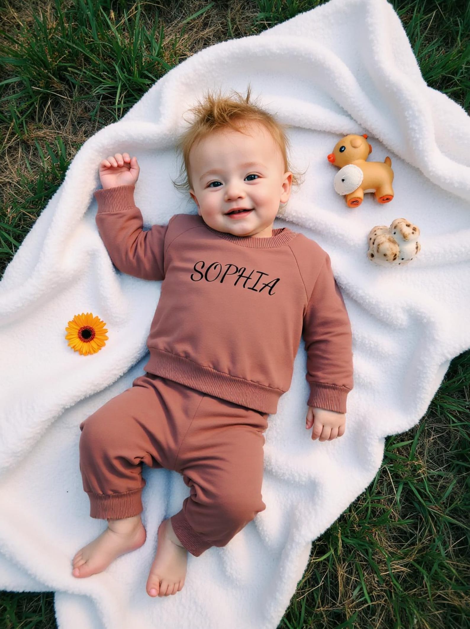 Custom Baby Sweatshirt & Jogger Set | Organic Cotton | Personalized ...