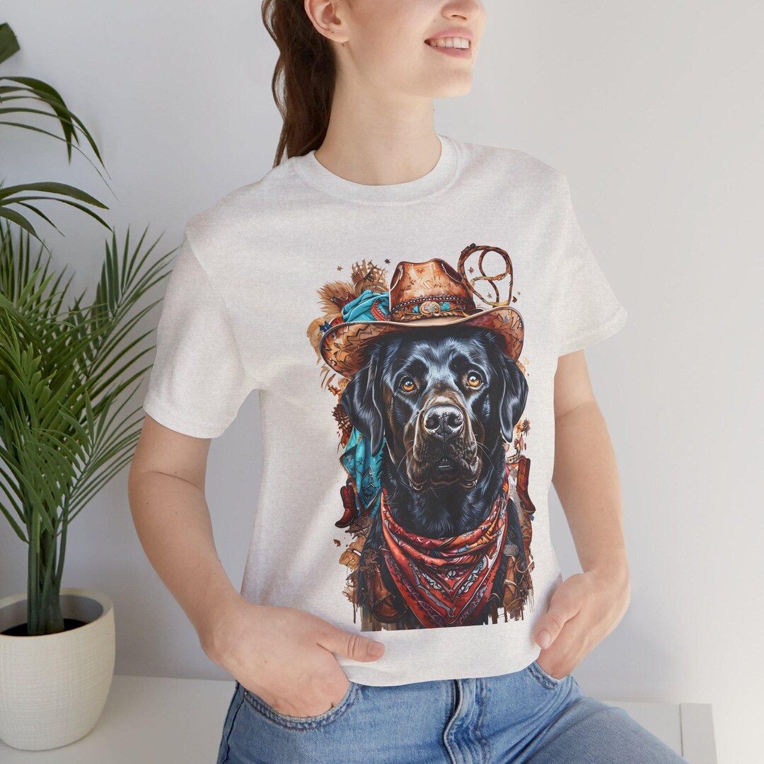 Western Themed Black Labrador Retriever Tshirt | Unisex Lab Tee | Bella ...