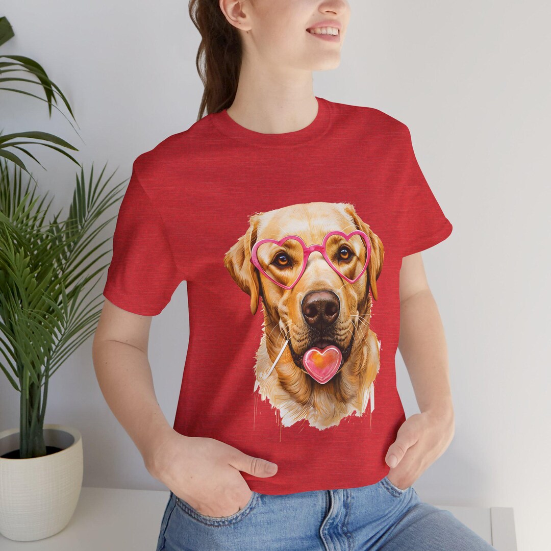 Yellow Labrador Retriever With Glasses Valentine Tee | Valentines Day ...