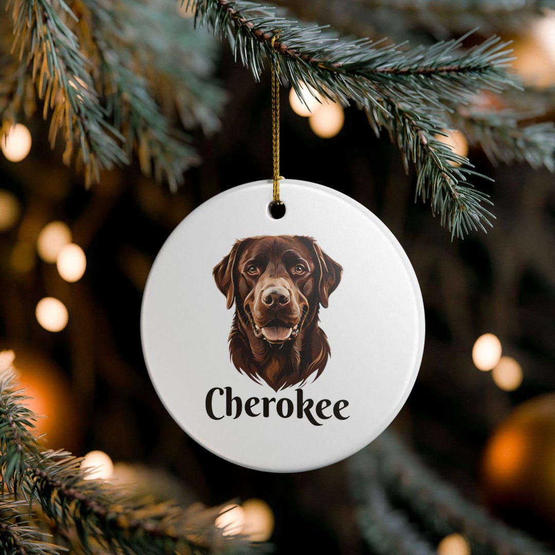 Chocolate Lab Customizable Ornament | Ceramic Ornament | Christmas ...