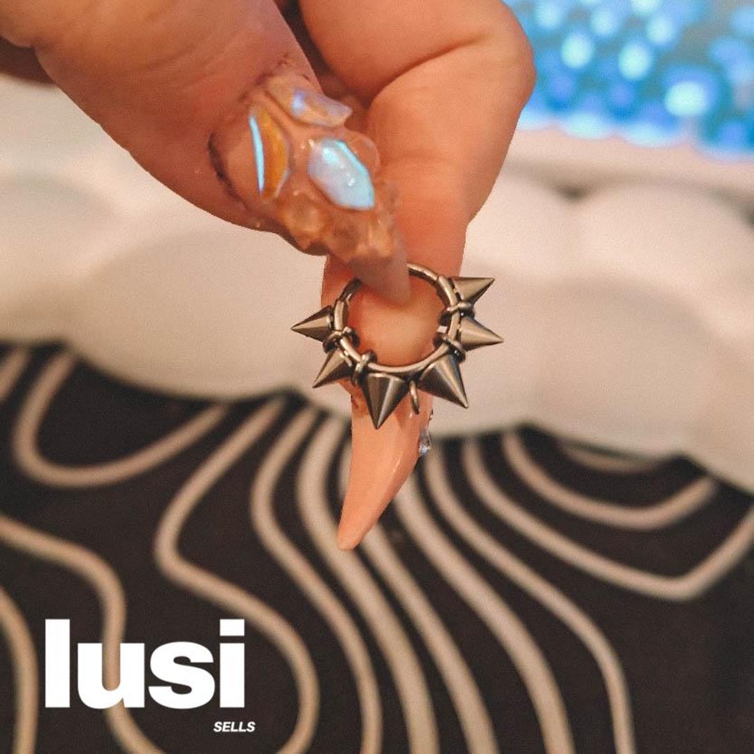 Layered Spiked Septum Ring Bulky Nose Piercing With Spikes Gothic Hoop ...