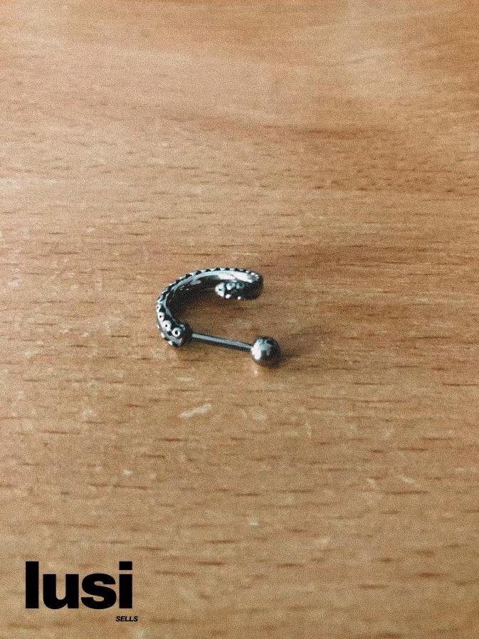 Tentacle Lip Ring Horseshoe Piercing Textured Cartilage Earrings Animal ...